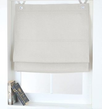 Kutti Heimtextilien Raffrollo Ösenrollo Dimout Weiss/grau Blickdicht Verdunkelung Breite ca. 100 cm x Höhe ca. 130 cm