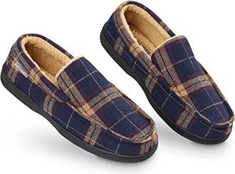 Dunlop Chausson Homme Semelles Antidérapantes Chaussons Charentaises Hommes Mémoire de Forme Intérieur Extérieur Pantoufles Mocassins Loafers Hiver (43 EU, M