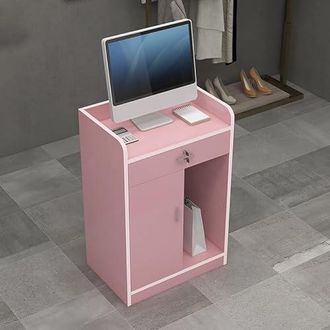 Generic Bureau de r&eacute;ception avec tiroir verrouillable - Table de comptoir en bois pour hall, salon de beaut&eacute;, magasin de th&eacute; au lait - Comptoir avant avec com