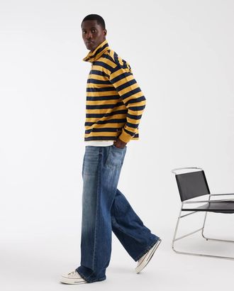 Levi's Cameron Sweatshirt mit Viertelrei&szlig;verschluss und Streifen in Gelb