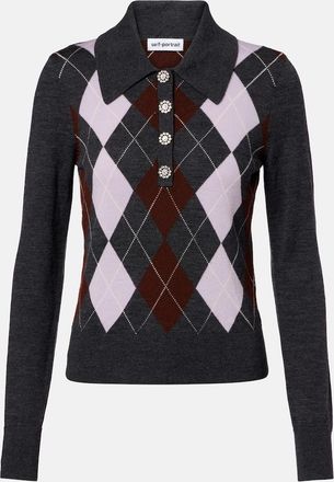 Self Portrait Polopullover aus Wolle