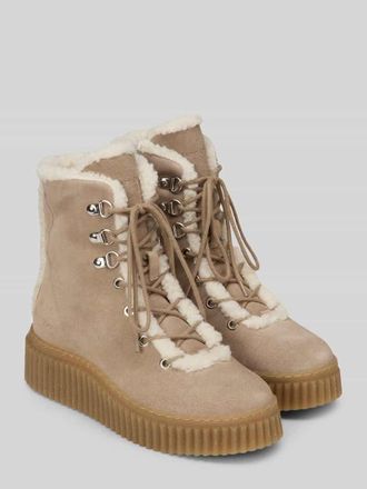 Marc O'Polo Schn&uuml;rstiefel aus Rindsvelours mit Plateauprofil