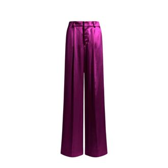 Alberta Ferretti Femme, Pantalons, Violet, Taille: 38 FR Shiny Satin Pantalons