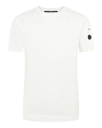 C.P. Company Unifarbenes T-Shirt aus Baumwolle mit Logo-Patch am linken Arm in