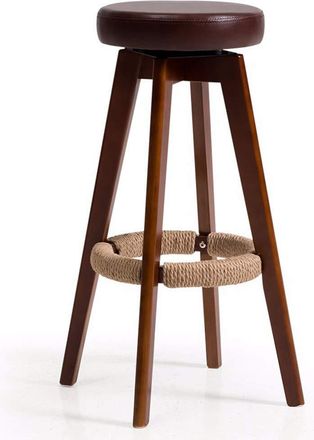 Generic Stilvoller, drehbarer Barhocker aus Massivholz mit braunem Gestell und Fu&szlig;st&uuml;tze, moderner Lounge-Sessel f&uuml;r K&uuml;che, Esszimmer und Bar - komfortabel un