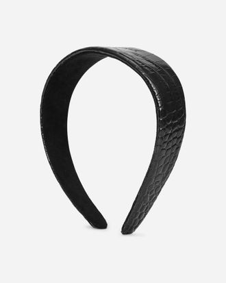Arket Haarreif Aus Leder Mit Kroko-Effekt -Schwarz