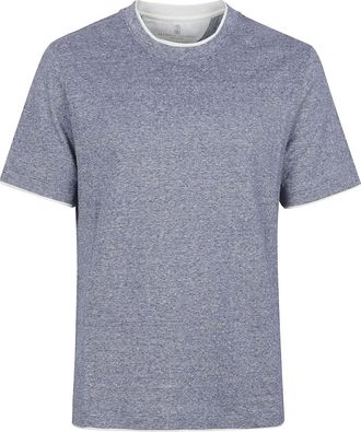 Brunello Cucinelli Homme, Tops, Gris, Taille: M T-shirt avec effet de superposition