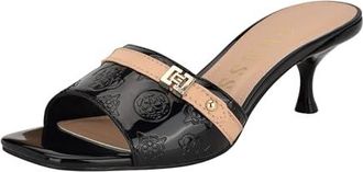 Guess Femme Peomit Sandale à Talon, Logo Noir Beige 001, 36 EU