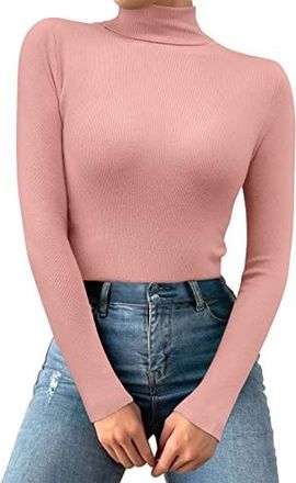 Generic sous Pull Femme Haut Thermique Femme sous Pull Thermique Femme Doux Glamour Top Col Montant Ajust&eacute; Manches Longues en Polaire Double Face sous Pull L&eacute;