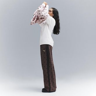 Puma Pantalon en maille &agrave; pois T7 Femme, V&ecirc;tements, Marron, XL