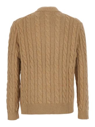 Polo Ralph Lauren Mens Zip Collar Cotton Sweater Beige Tops Top