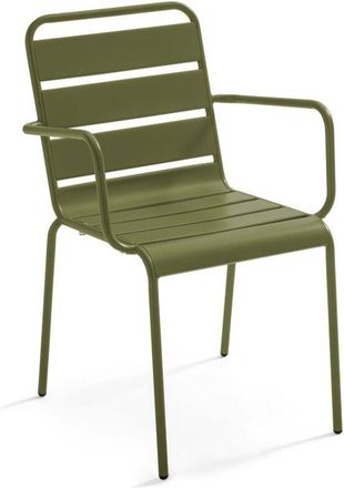 Oviala Gartenstuhl aus pulverbeschichtetem Stahl Khaki - Palavas