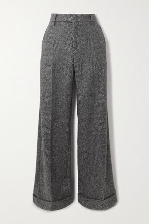 Brunello Cucinelli Hose Mit Weitem Bein Aus Webstoff Mit Fischgratmuster - Grau