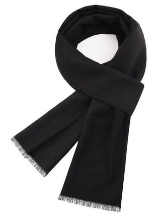 Heekpek Echarpe Homme Hiver Écharpe Cadeau de Noël Chaude Automne Foulard Élégante Longue Tartan Echarpes, 180cm×30cm, Noir