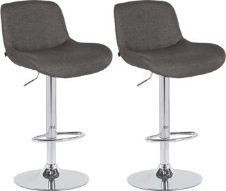 Clp 2er Set Barhocker Solon Chrom I Samtbezug oder Stoffbezug I Barstuhl höhenverstellbar und drehbar I gepolsterter Tresenhocker mit Rückenlehn, Farbe:du