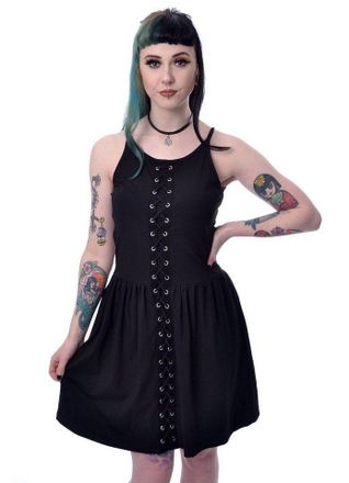 Poizen Industries Minikleid Faye Dress Gothic Schn&uuml;rung Pentagramm R&uuml;ckenausschnitt