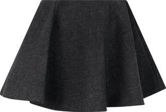 Ganni Wool-blend Flared Skirt - Gray