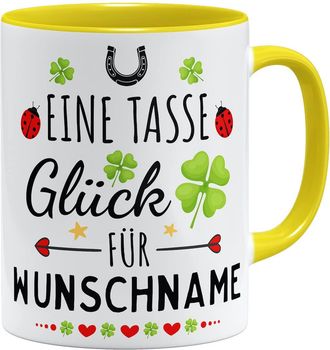 OM3 Wunschname + eine Tasse Gl&uuml;ck mit Spruch Dankesch&ouml;n Geschenkidee personalisiertes Geschenk Name personalisierbar | Keramik Becher | 11oz 325ml | Beids