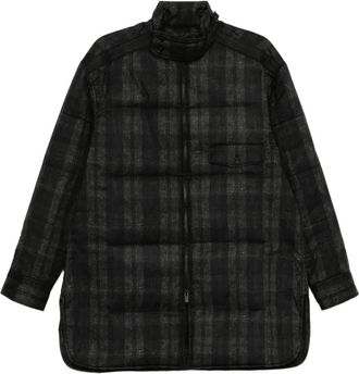 Yohji Yamamoto doudoune à carreaux - Marron