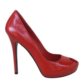 Alexander McQueen Red Peep-Toe Love Pumps Size 37