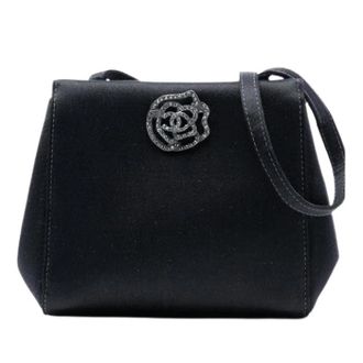 Chanel Pre-owned Satin Shoulder Bag mit Kameliendetail - - Pre-owned - Damen - Schwarzk - ONE SIZE