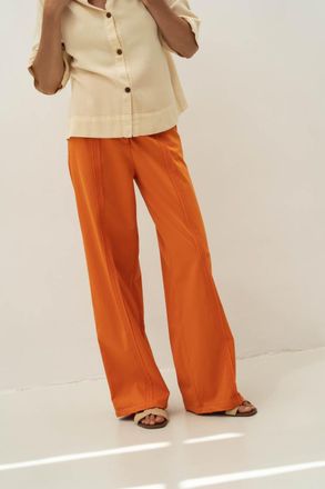 N&auml;z Damen vegan Hose Mara R&uuml;schen Orange