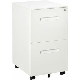 Vinsetto Vinsetto - Rollcontainer Aktenschrank mit 2 Schubladen Abschlie&szlig;barer Rollschrank B&uuml;rocontainer B&uuml;roschrank mit Rollen Unterschrank mit