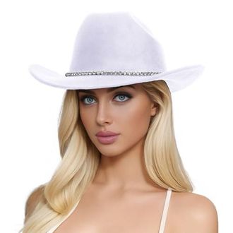 Generic Chapeaux de cowboy pour femme - Paillettes argent&eacute;es et noires - Style western - Avec strass - Design brillant - Accessoire de f&ecirc;te pour concerts et &eacute;