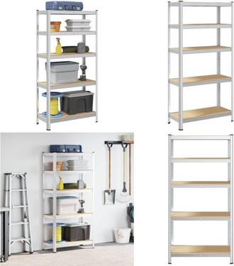 vidaXL Lagerregal mit 5 Böden Silbern Stahl & Holzwerkstoff - Vidaxl