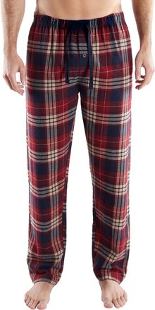 G&ouml;tzburg Herren Flanell lange Schlafhose - rot kariert, 100% Baumwolle, Schlafanzughose mit Seitentaschen & Kordelzug, weiche Pyjamahose 58