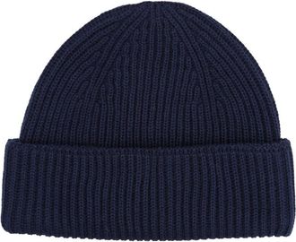 Maison Kitsun&eacute; PM06112KT1022_0413 Wool Fox-Patch Beanie - Blue