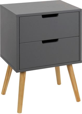 Xora Nachtschrank, Grau, Natur, Holz, Holzwerkstoff, Kiefer, massiv, 2 Schubladen, 40x60x30 cm, Schlafzimmer, Nachttische