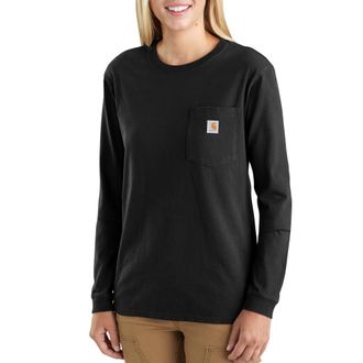 Carhartt Work in Progress Damen Loose Fit, schweres, lang&auml;rmliges Pocket T-Shirt, Schwarz, XS