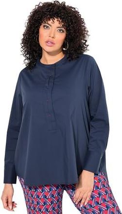 Ulla Popken Tunika, Zierriegel, A-Linie, Rundhals, Langarm Tunique, Marine, 48-50 Femmes