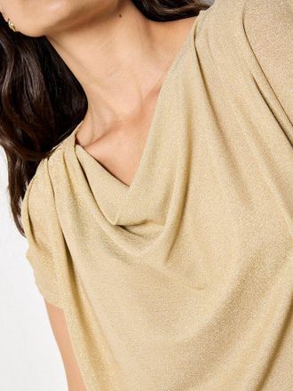 Apricot Paillettenshirt Top mit Glitzer