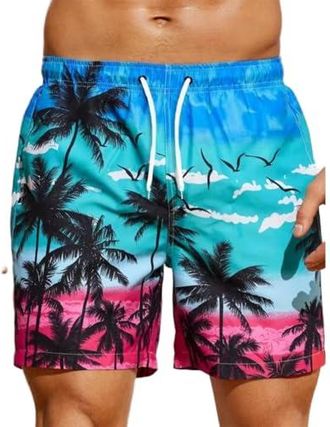 Generic HUIWDP Short de bain d&eacute;t&eacute; tendance en polyester pour homme S&eacute;chage rapide Taille &eacute;lastique Pantalon de plage Traje De Ba&ntilde;o, A33, 3XL