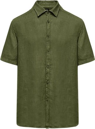 Bomboogie Homme, Chemises, Vert, Taille: S Chemise &agrave; Manches Courtes en Lin