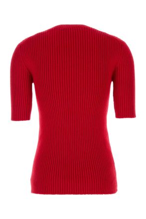 Prada Womens Red Wool Blend Sweater Rosso Exterior: Virgin Nylon Maglieria