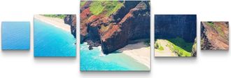 Paul Sinus Art Leinwandbilder | Bilder Leinwand 160x50cm Na Pali K&uuml;ste auf Kauai Hawaii