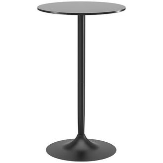 HOMCOM Table de Bar Ronde Table de Bistro Mange-Debout Style Contemporain avec Plateau Peint et Cadre en Acier dim. 60L x 60l x 102H cm Noir