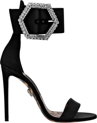 Philipp Plein Femme, Chaussures, Noir, Taille: 37 EU Escarpins &agrave; talons hauts ouverts en satin Iconic Plein