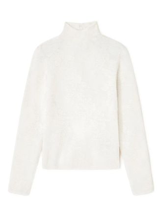 Ganni haut à fleurs en jacquard - Blanc