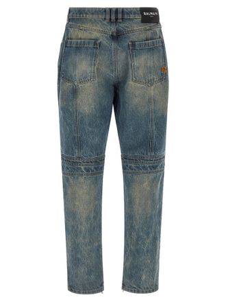 Balmain Mens Blue Cotton Straight-Leg Jeans Clothing