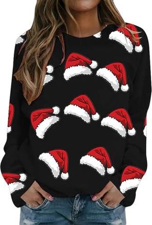 Generic Pull De Noel Femme Rigolo Sweat-Shirt FéMinin sans Capuche à Manches Longues Col Rond Motif Festif DéContracté éLéGant Tendance Confortable Casual Quo