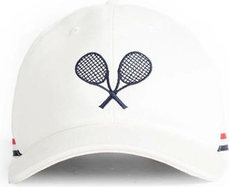 Thom Browne Homme, Accessoires, Blanc, Taille: ONE Size Casquette de baseball classique &agrave; 6 panneaux avec satin et course