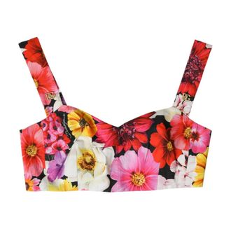 Dolce & Gabbana Femme, Tops, Multicolore, Taille: 32 FR Haut Court Floral sans Manches Printanier