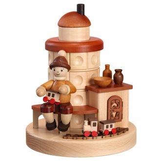 Rudolphs Schatzkiste R&auml;ucherfigur Junge am R&auml;ucherofen mit Eisenbahn bunt BxHxT 17x21x17cm NEU Rauchen Rauchfigur Rauchmann R&auml;ucherfigur R&auml;ucherkerze Smoker Kerze Figur Ma