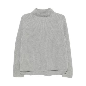 Max Mara Gerippter Pullover mit Raglan&auml;rmeln - - Knitwear - Damen - Grau - L