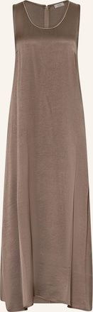 PESERICO Peserico Satinkleid Mit Schmucksteinen braun