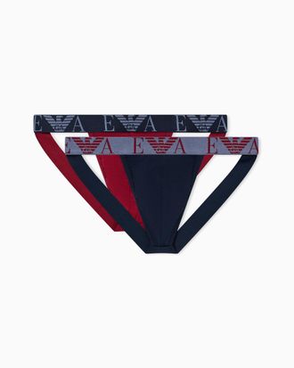 Emporio Armani Herren Bold Monogram 2-Pack Thong Tangah&ouml;schen, blau, S